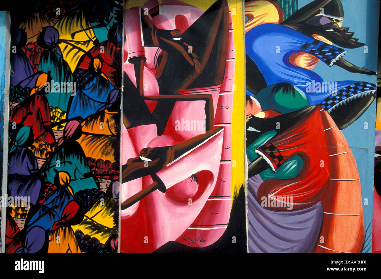 Jamaica Craft Market display paintings Ocho Rios Stock Photo - Alamy