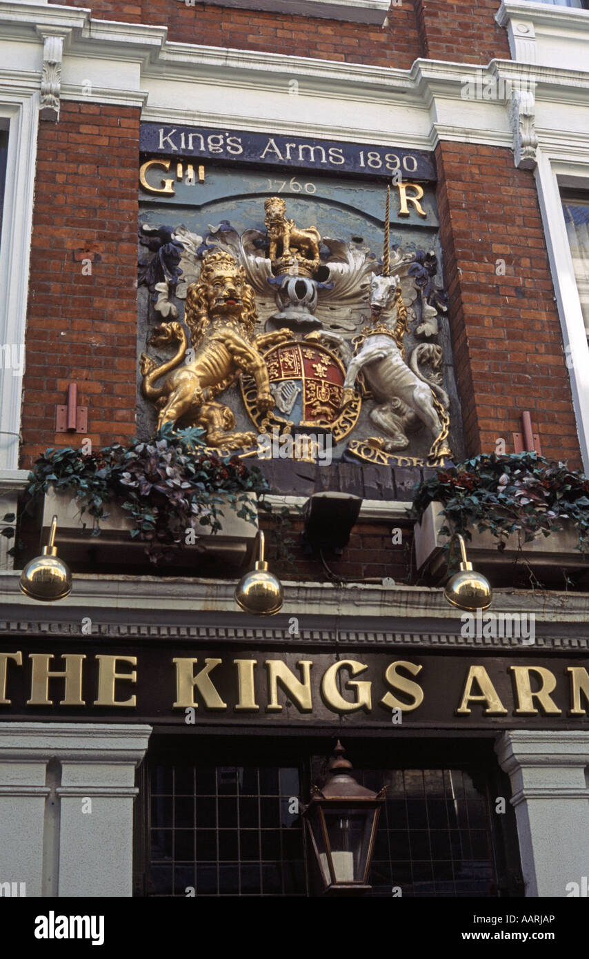 Coat of arms of King George III above the Kings Arms pub, Newcomen ...
