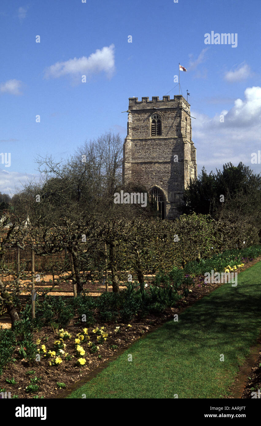 Tower of church of St Mary and St Bartholomew, Cranborne, Dorset Stock ...