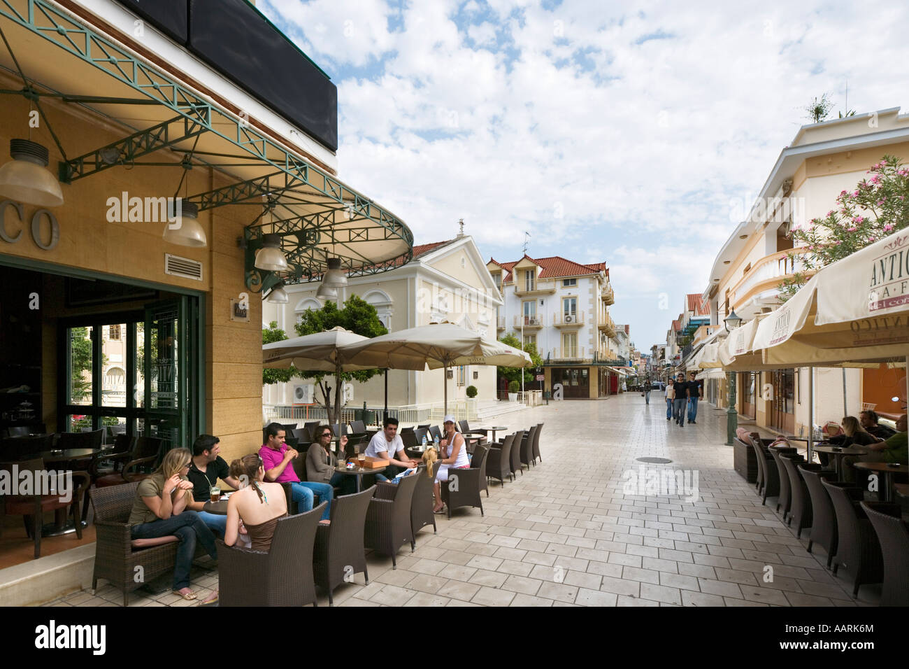 Cafe on Lithostroto, Argostoli, Kefalonia, Ionian Islands, Greece Stock ...