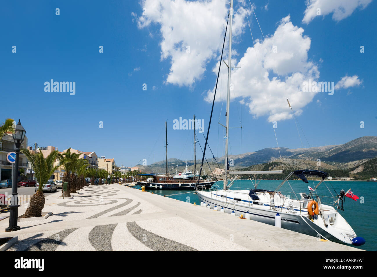 Harbour and Seafront Promenade, Argostoli, Kefalonia, Ionian Islands ...