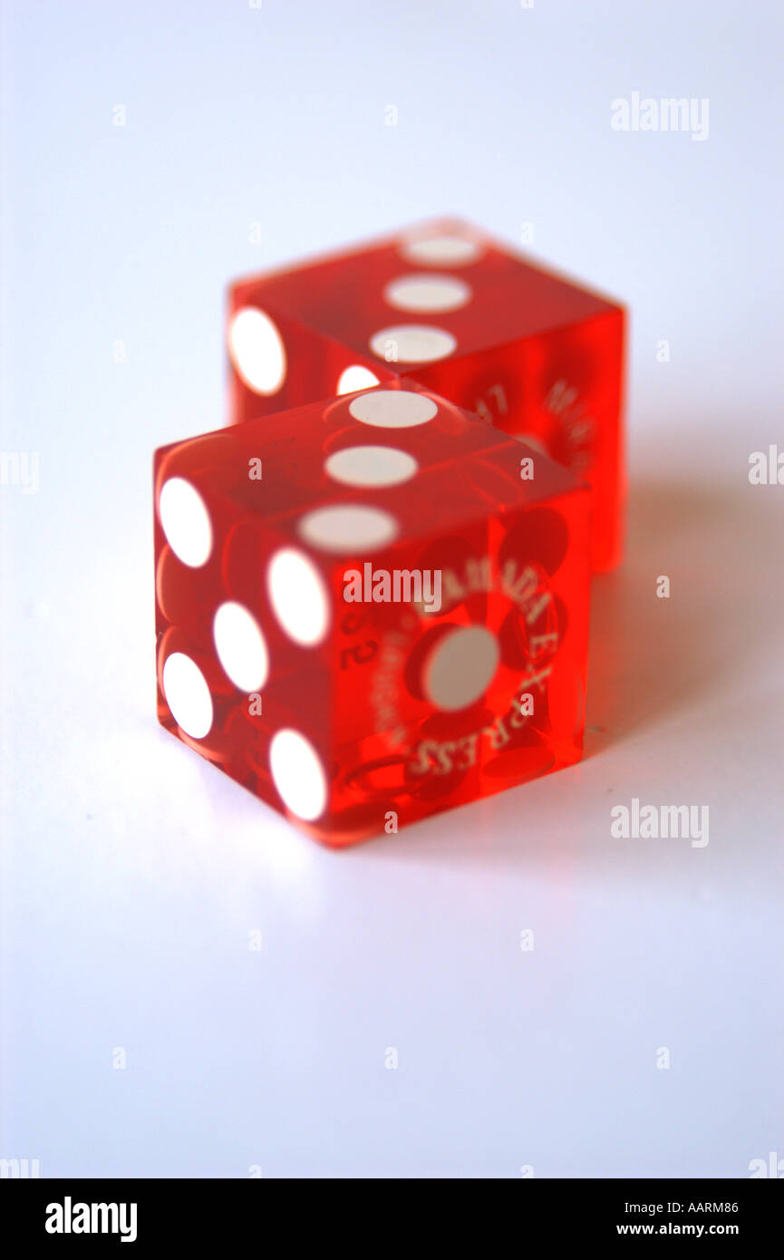 Two red perspex die Stock Photo - Alamy
