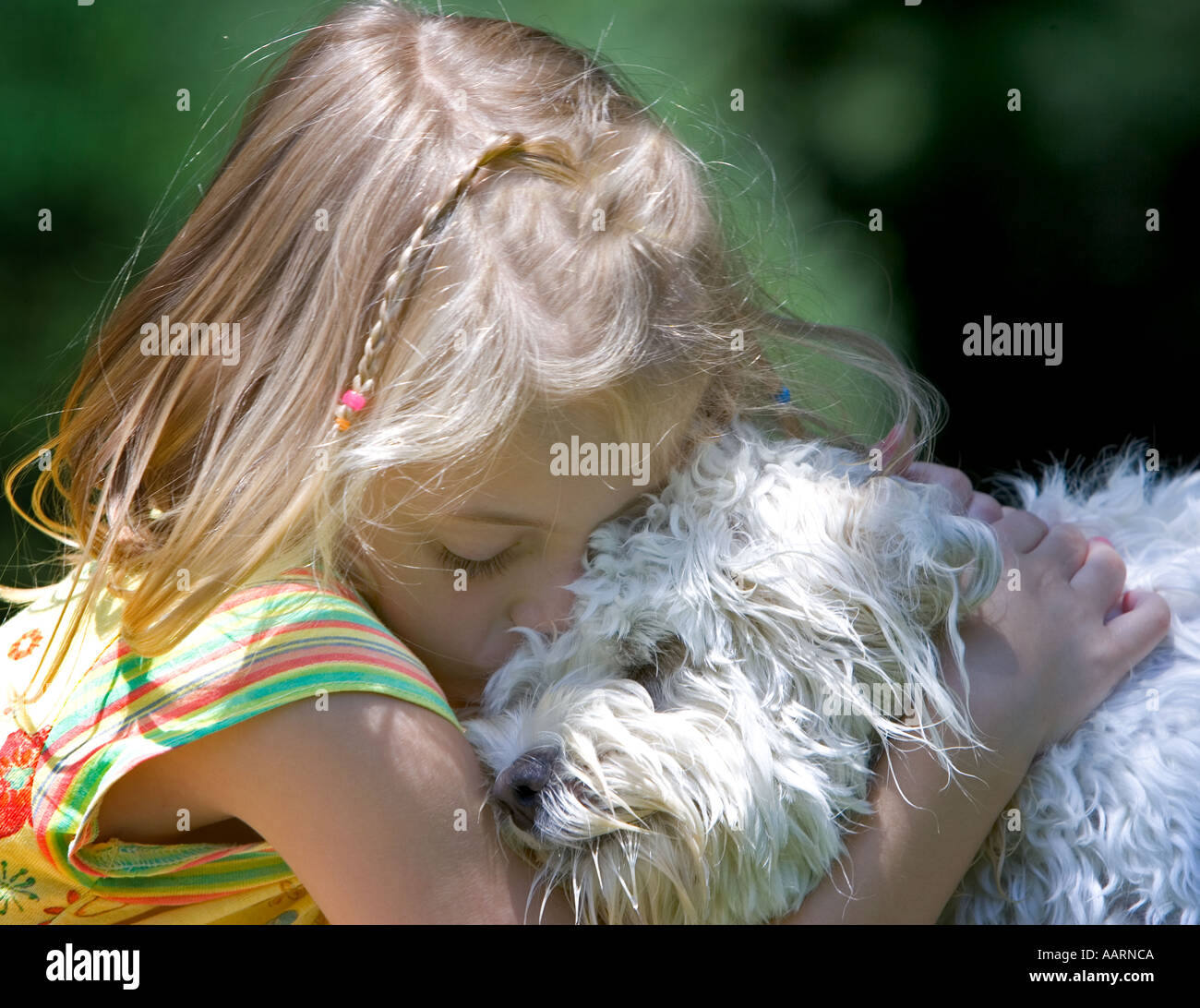 Child hugging her dog Stock Photo - Alamy