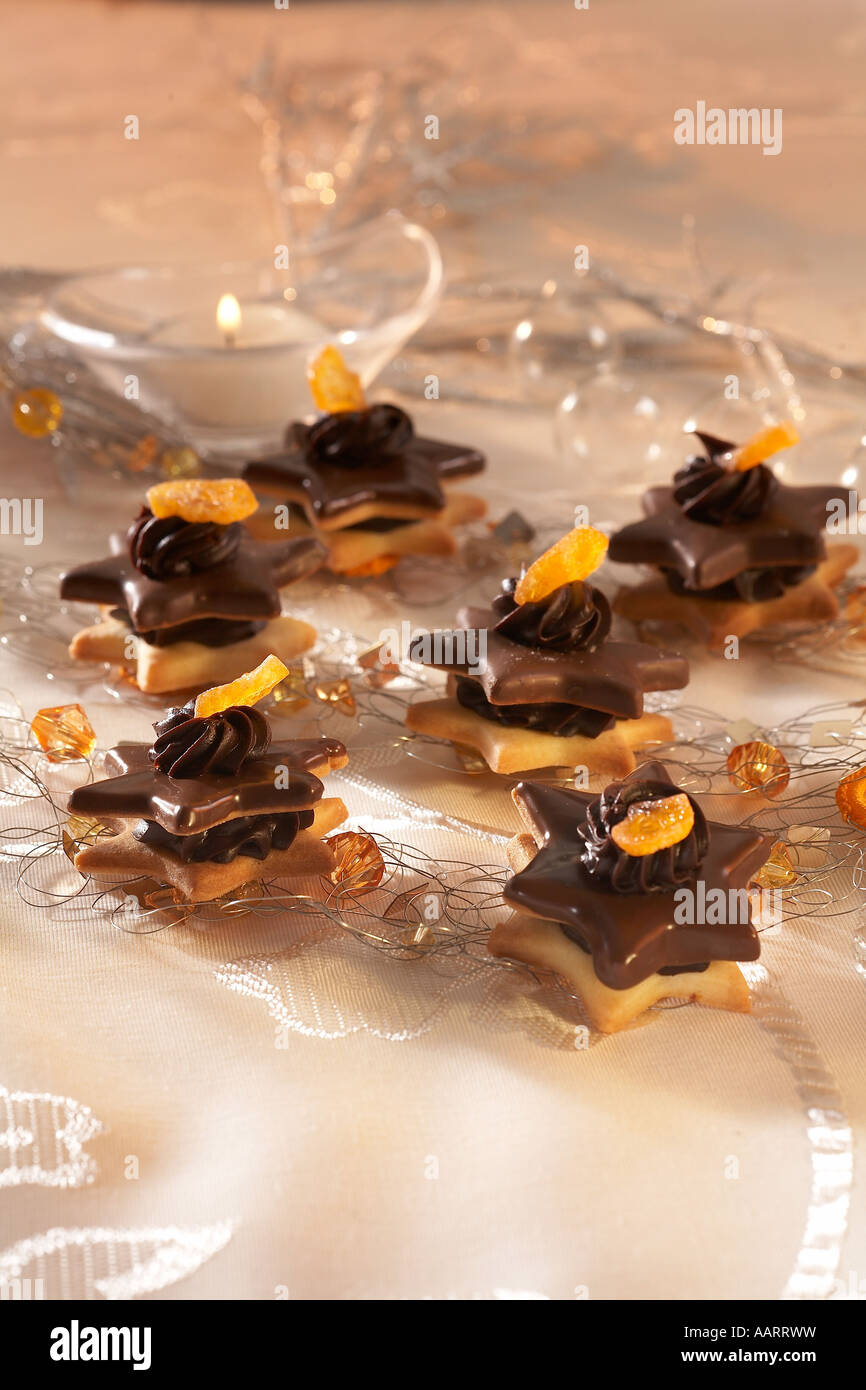 Stars with Chocolate Icing step by step Stock Photo - Alamy