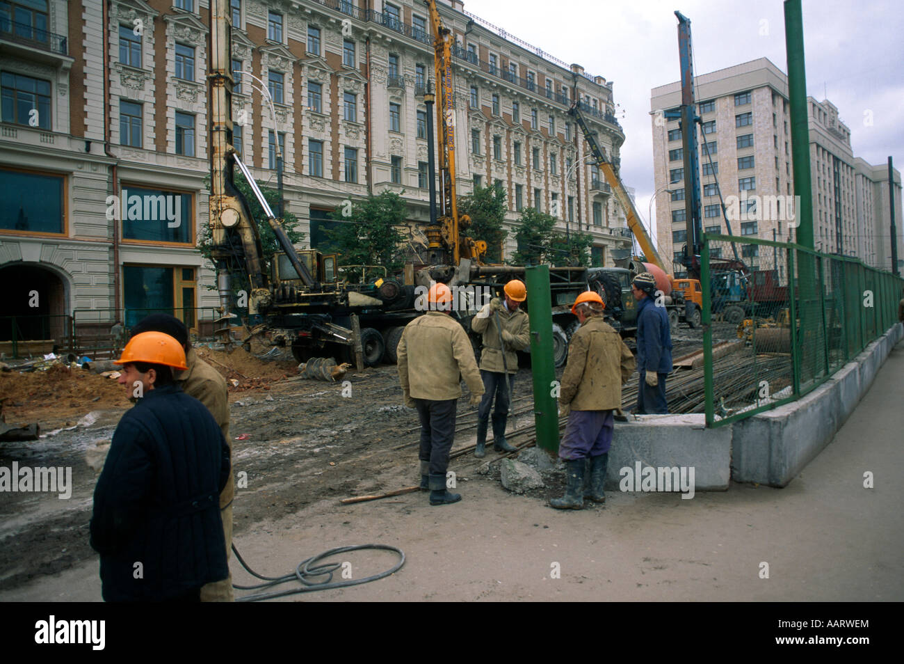 Moscow Russia Construction Workers Wearing Hard Hats Stock Photo - Alamy
