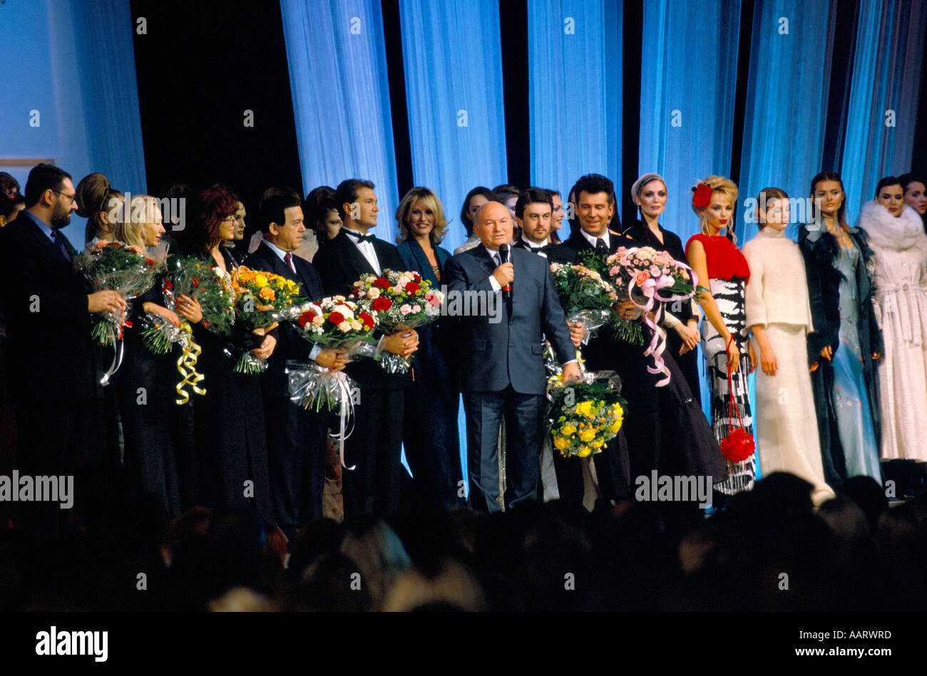 MOSCOW ART SCENE NIGHTLIFE YURI LUZHKOV WITH MODELS AT THE END OF THE ...
