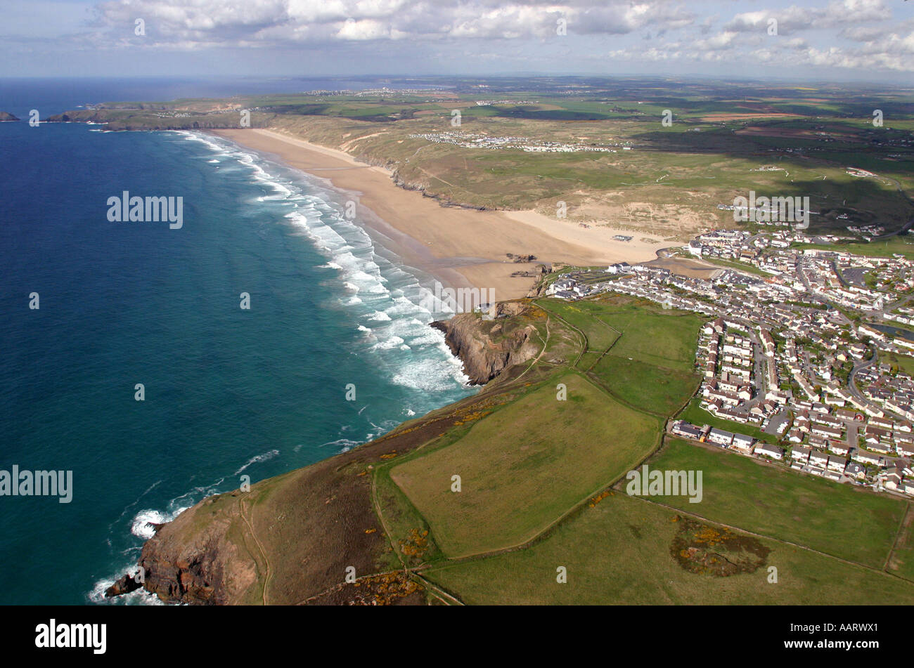 Perranporth aerial hi-res stock photography and images - Alamy