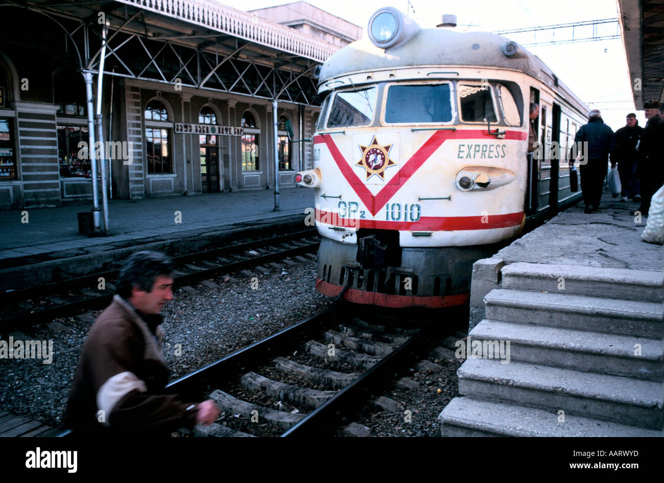 GEORGIA TRAIN ENTERING THE STATION AT GORI STALINS BIRTHPLACE WHERE HE ...