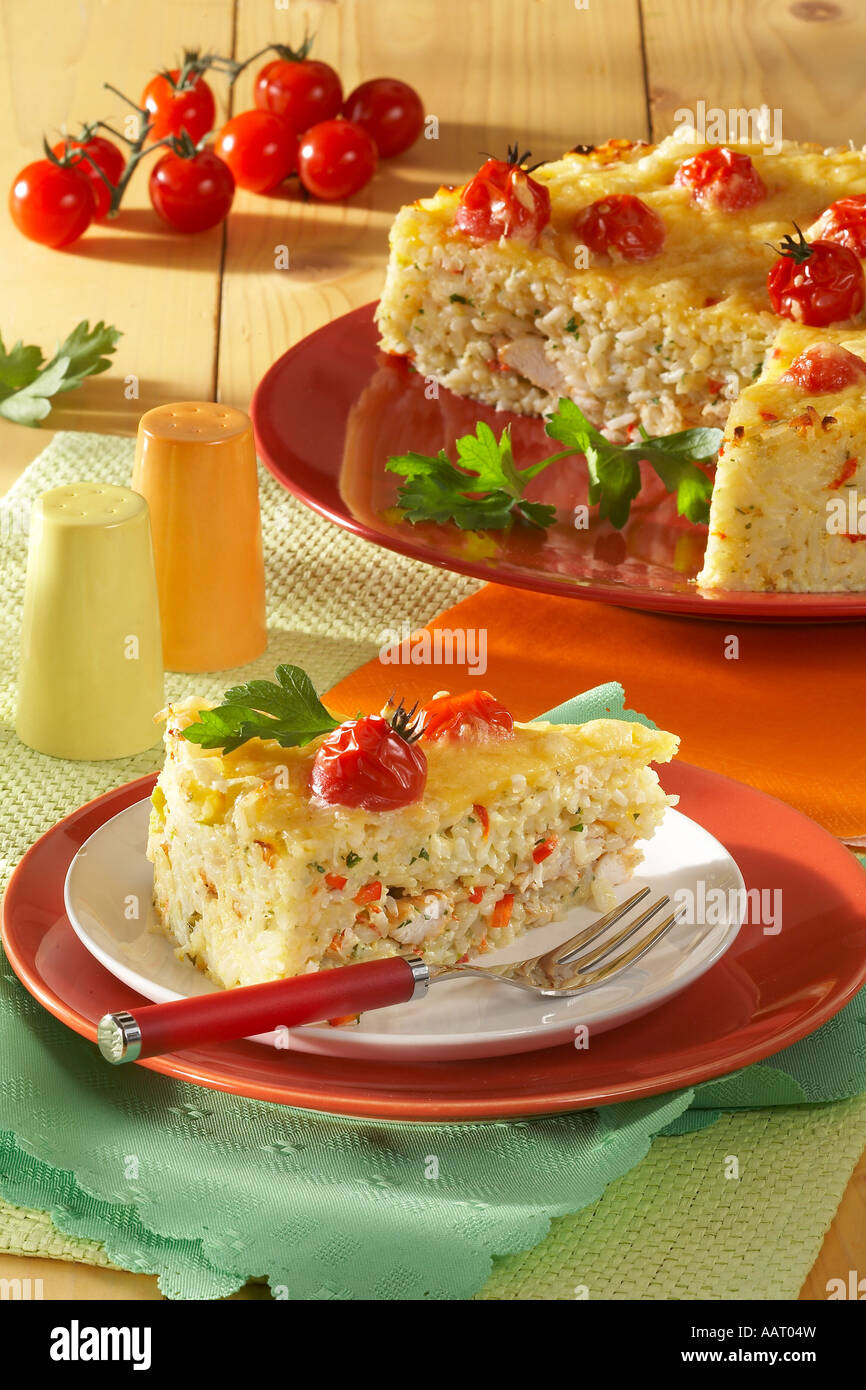 Rice Cake with Chicken Meat Stock Photo - Alamy