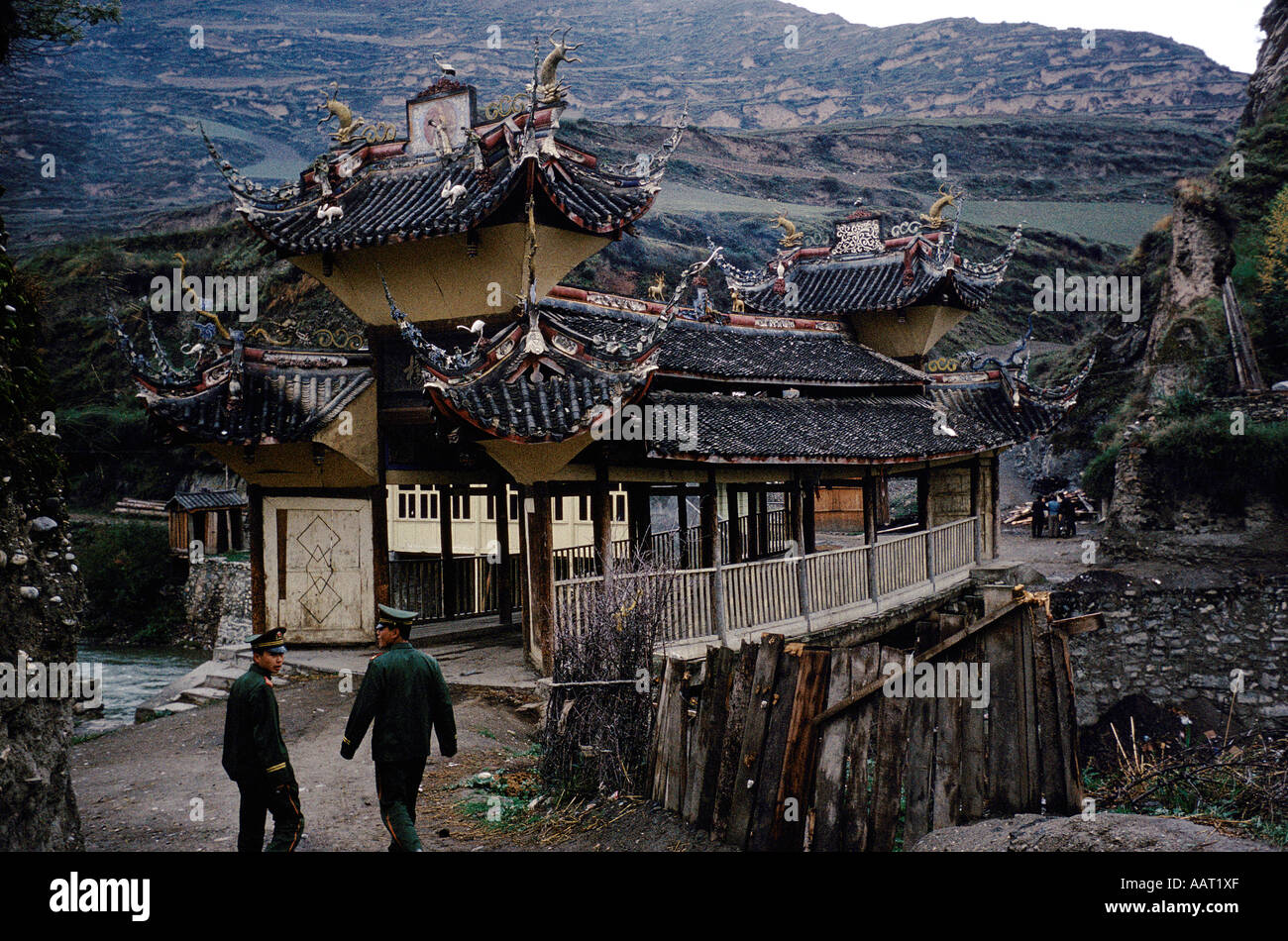 SECHUAN PROVINCE CHINA 1998 POLICEMAN WALKING TO A HIGHLY DECORATED ...
