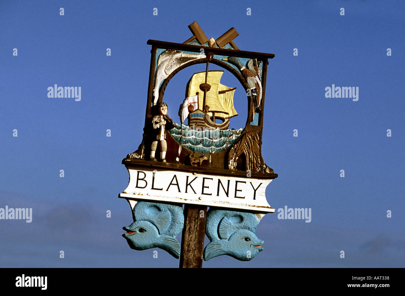 Blakeney village sign Stock Photo - Alamy