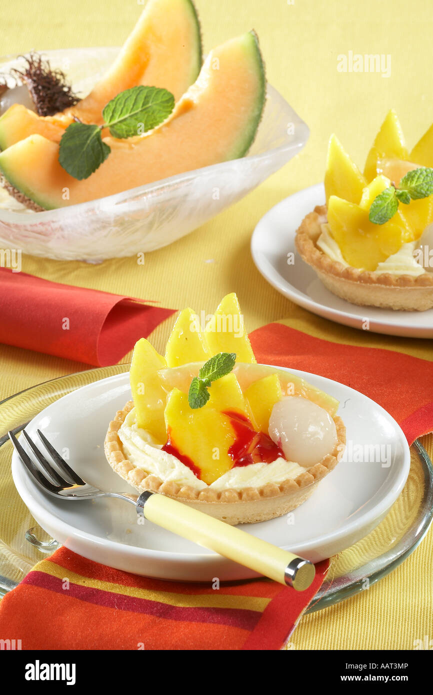 Tartalets with Mango and Rambutan Stock Photo - Alamy