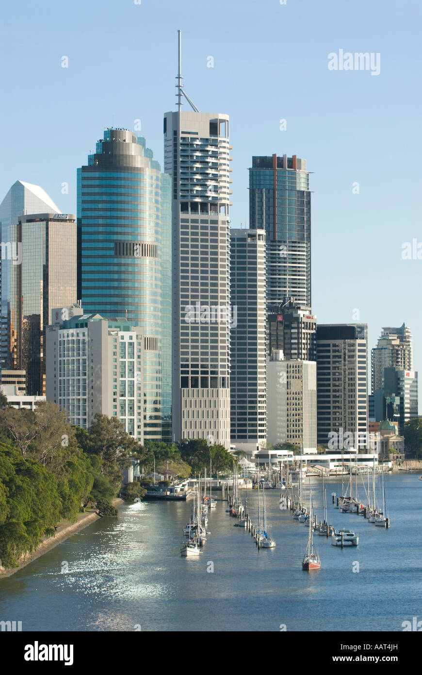 Brisbane city from Kangaroo Pt. cliffs, Queensland, Australia Stock ...