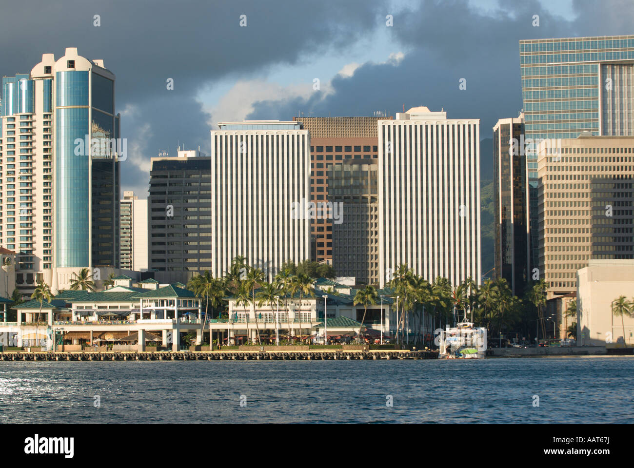 Downtown Honolulu seen from Sand Island, Oahu, Hawaii Stock Photo - Alamy