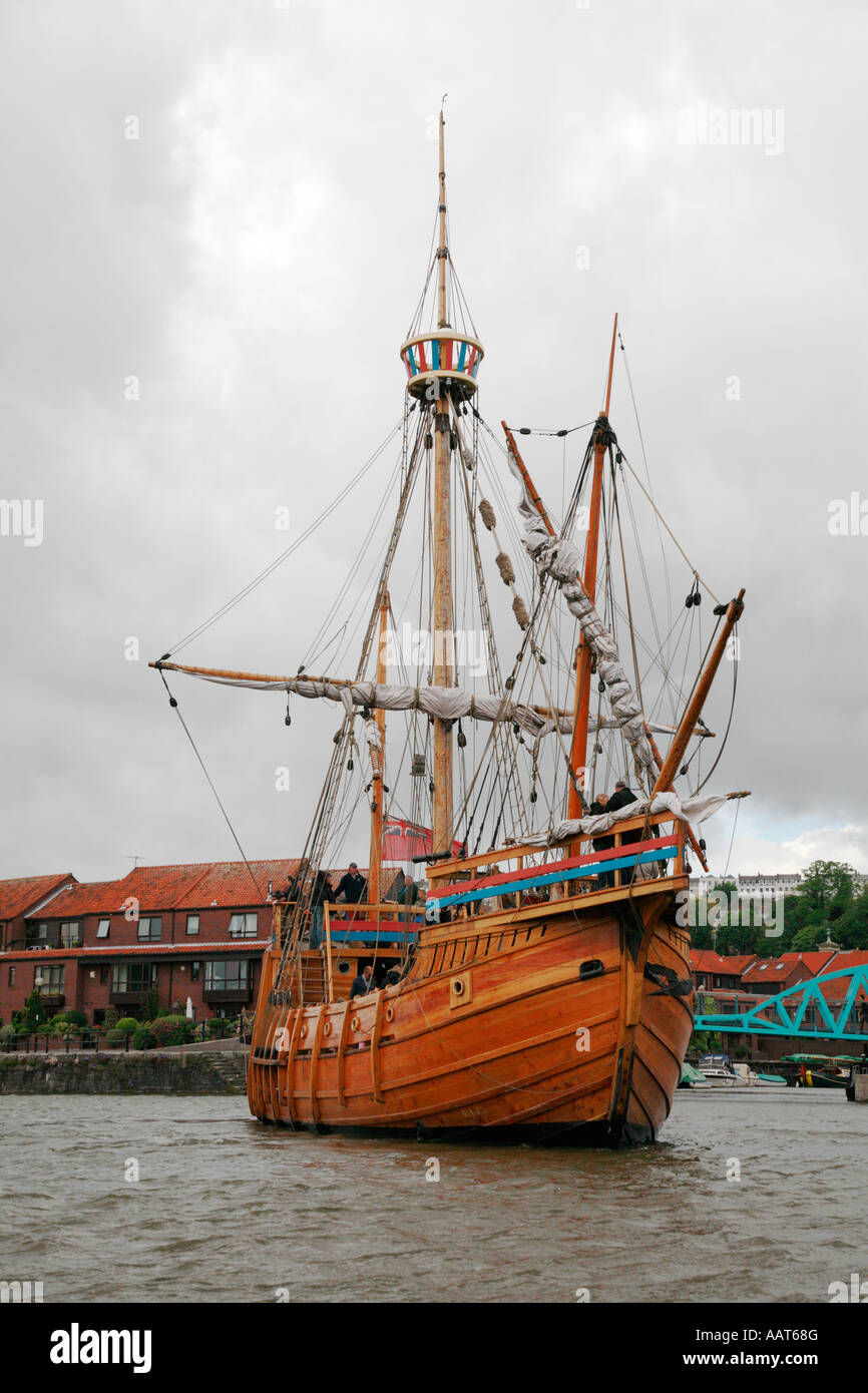 Replica of The Matthew , John Cabot's wooden ship sailing on the ...