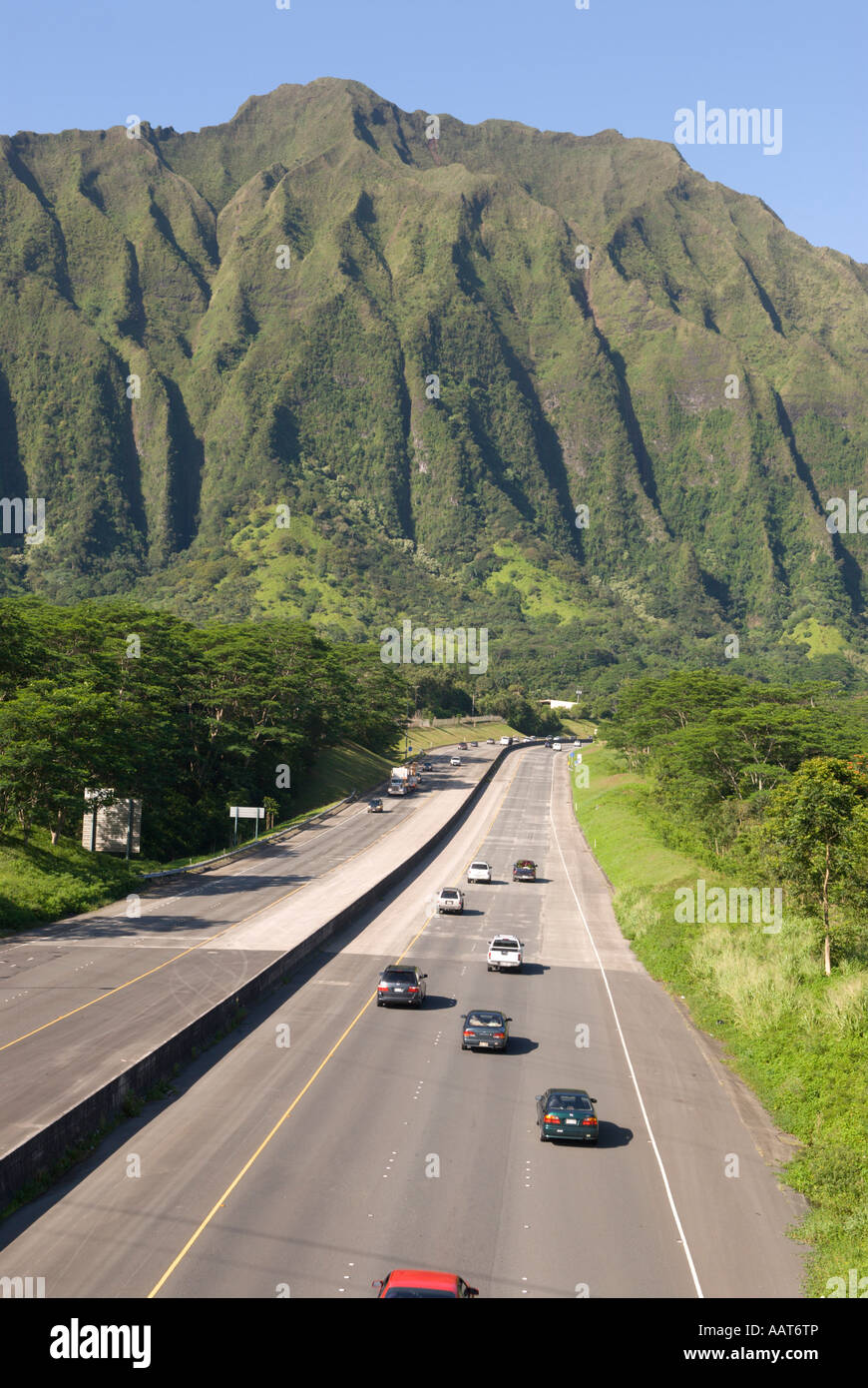 Interstate highway H 3 Koolau Mountains Oahu Hawaii Stock Photo - Alamy