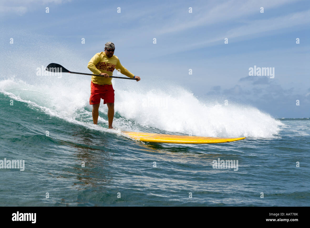 Stand Up Paddle Surfing, aka , Stand Up Paddle Boarding, Hawaii Stock ...