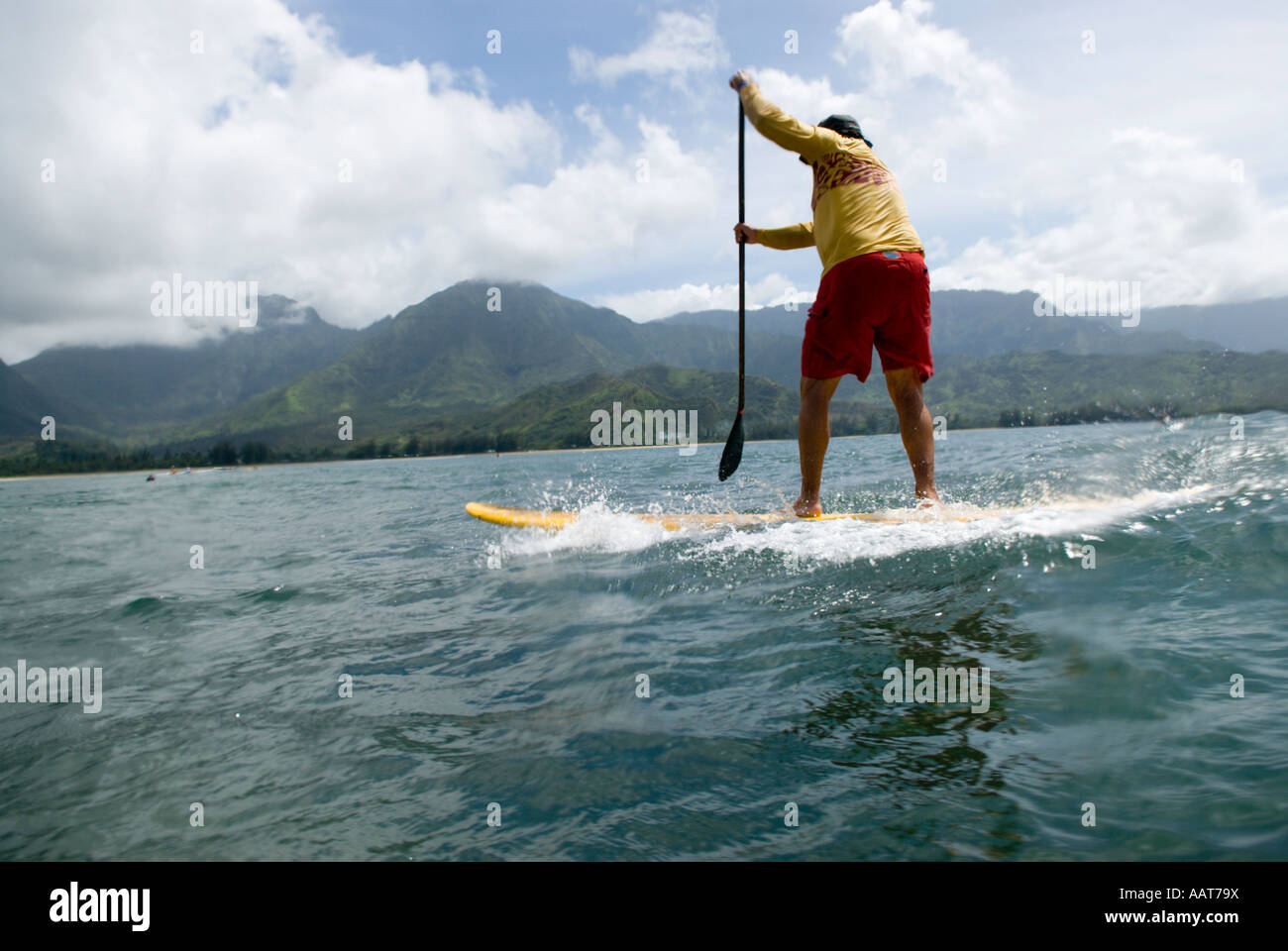 Stand Up Paddle Surfing, aka , Stand Up Paddle Boarding, Hawaii Stock ...