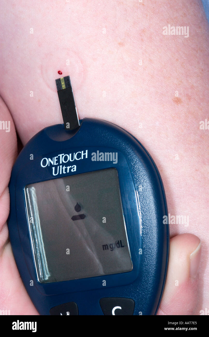 glucometer device for measuring blood sugar glucose in diabetics Stock ...