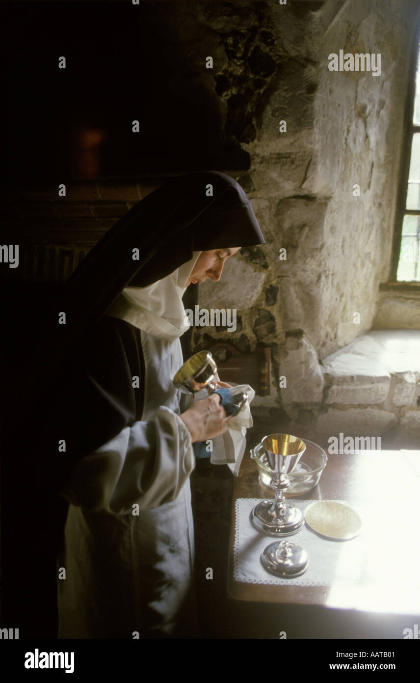 A young nun at Burnham Abbey, Sister of the Precious Blood. Berkshire ...