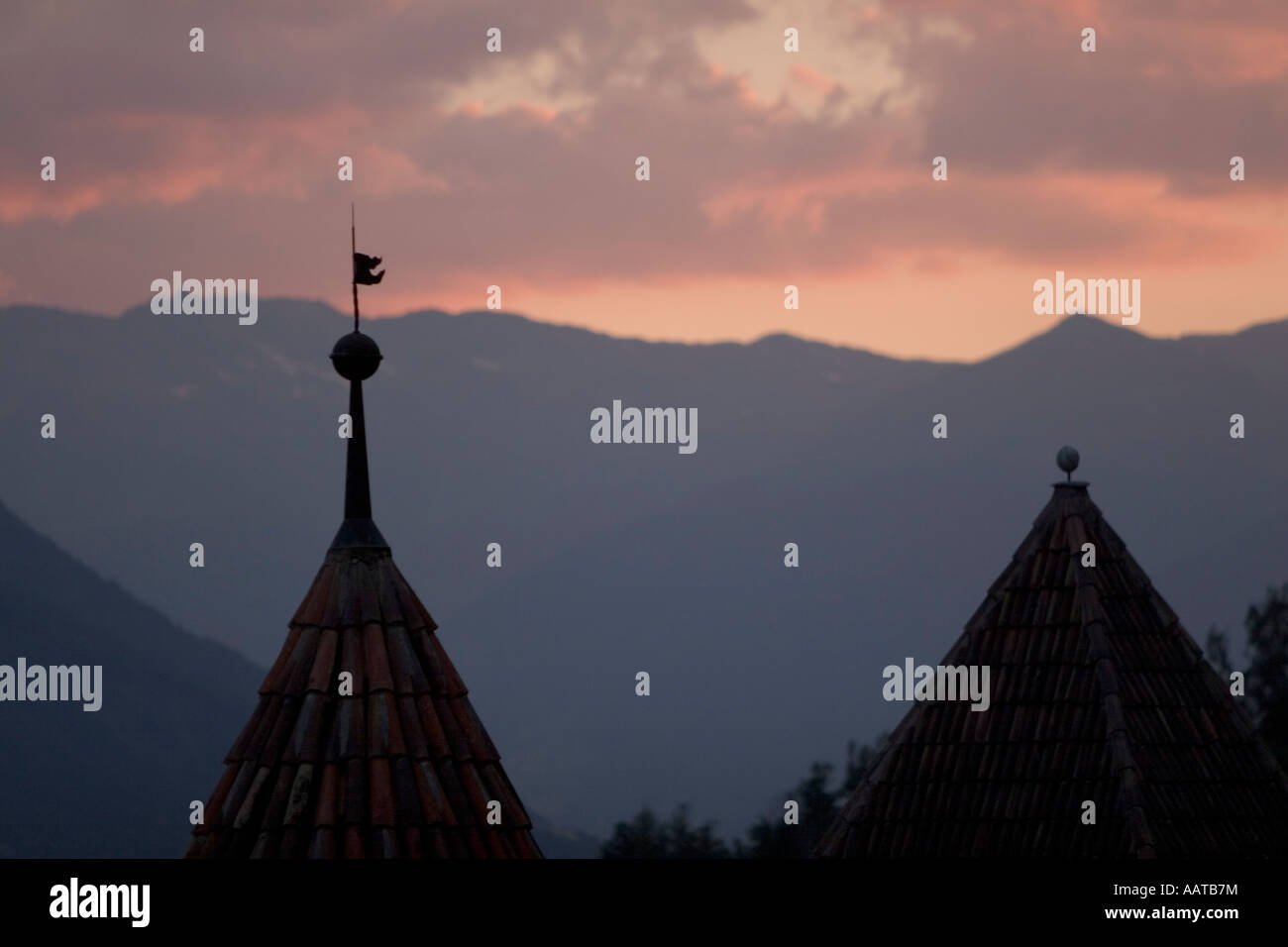 Coldrano Castle / Schloss Goldrain at sunset, Val Venosta / Vinschgau ...