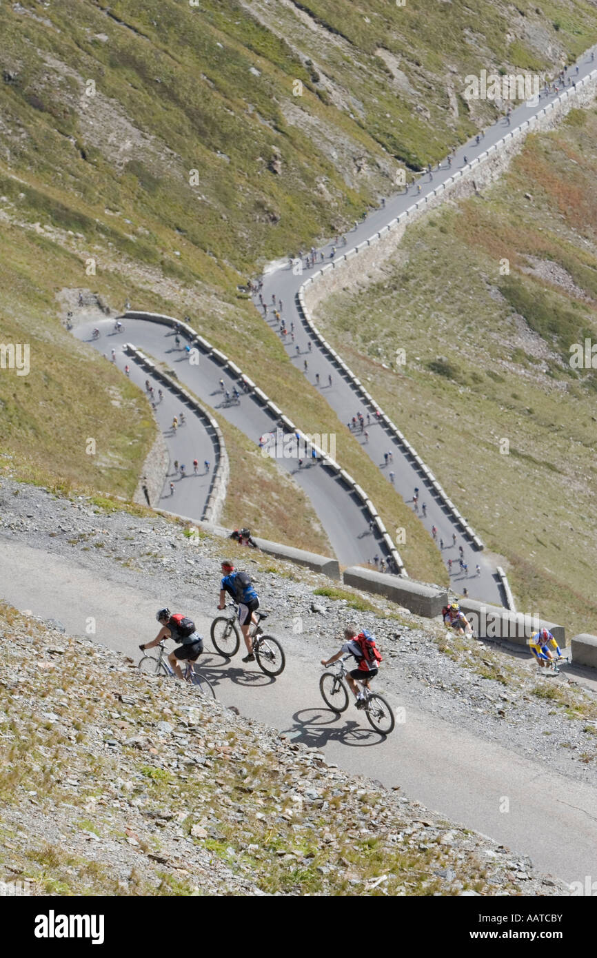 Cyclists in the annual Stelvio Bike day to the mountain pass of ...