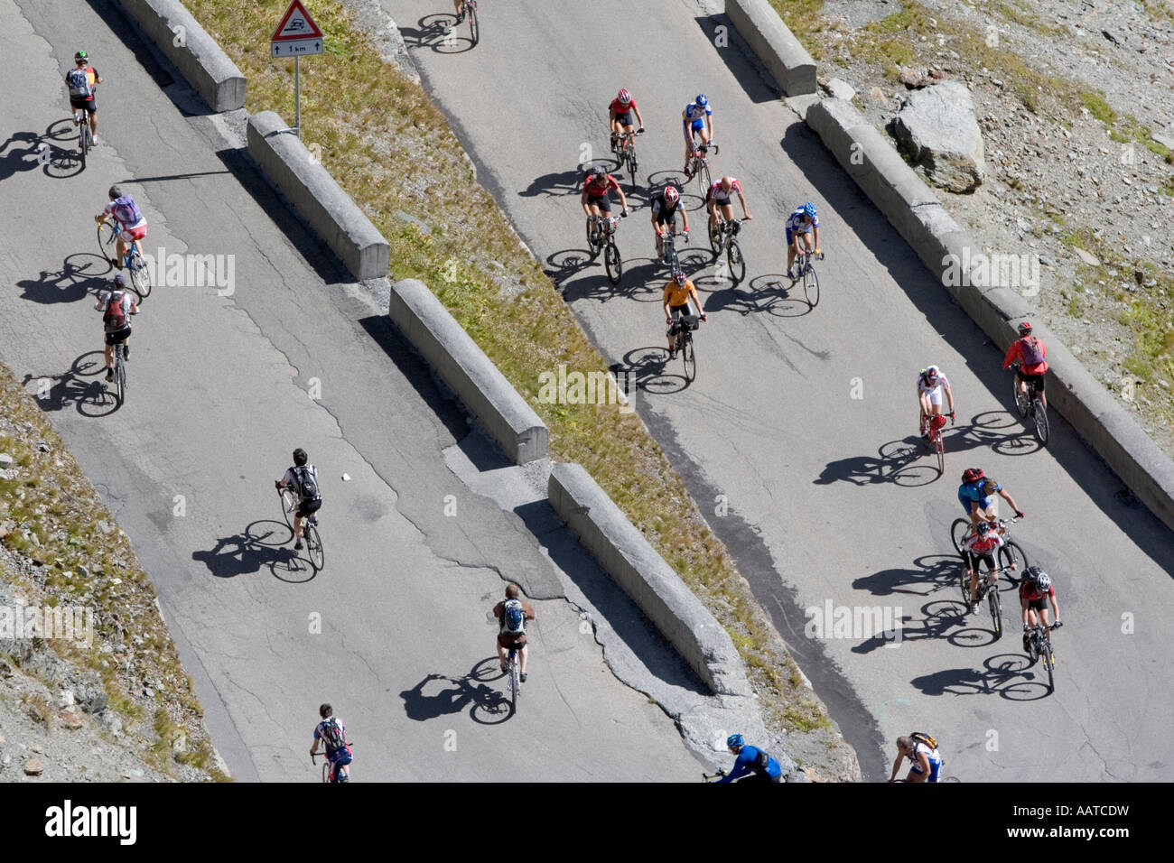 Cyclists in the annual Stelvio Bike day to the mountain pass of ...
