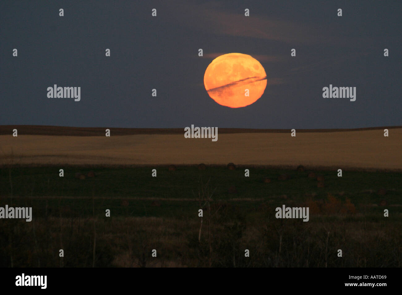 Full moon rising in scenic Saskatchewan Canada Stock Photo - Alamy
