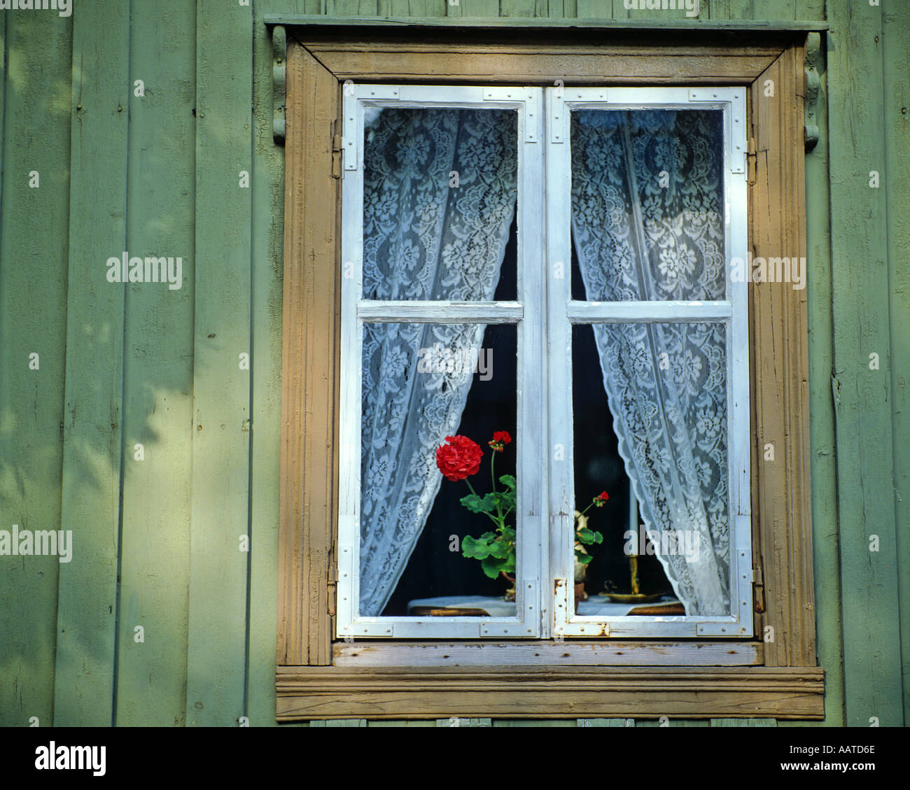 Wooden house window Norway Stock Photo - Alamy