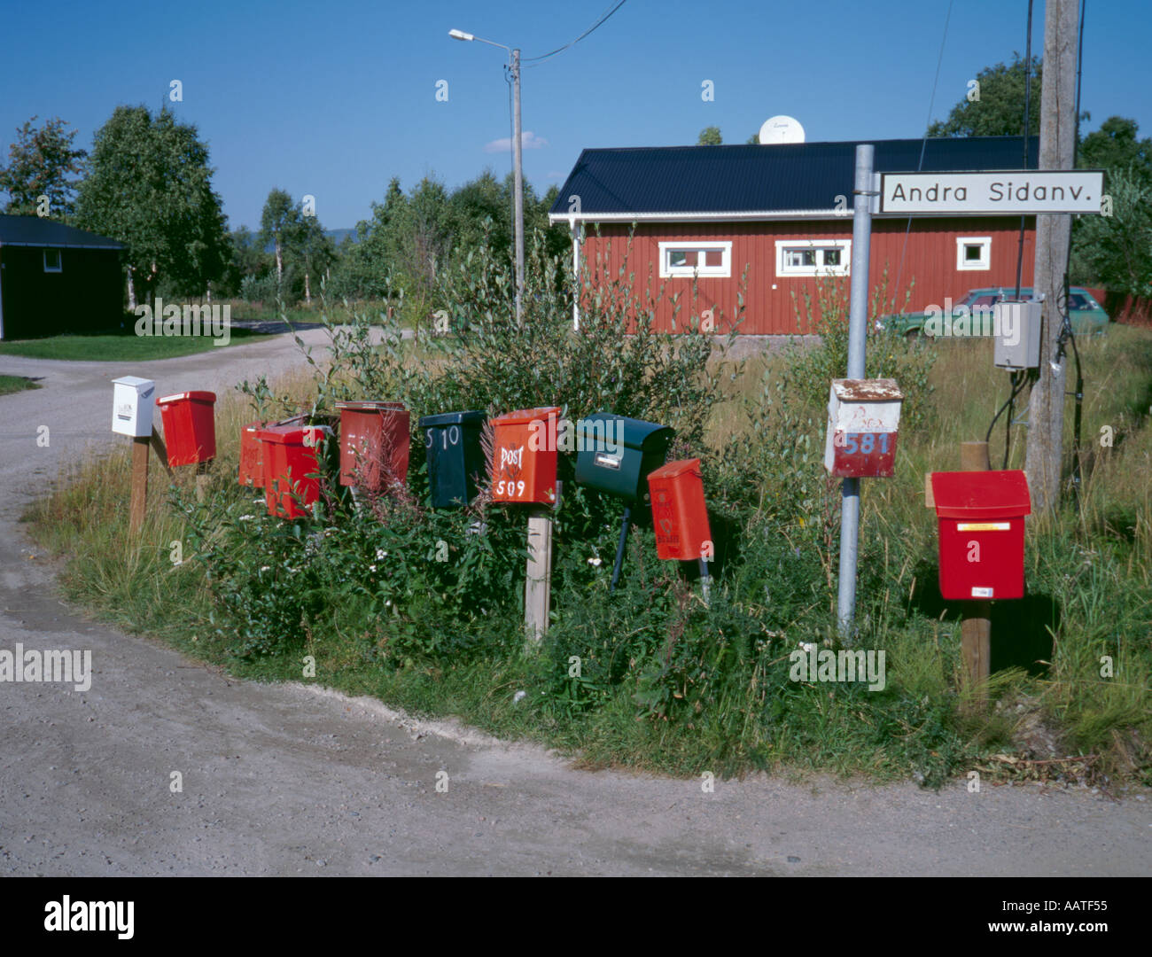Letter boxes, Gällivare, Lappland, Norrbottens Län, Sweden Stock Photo ...