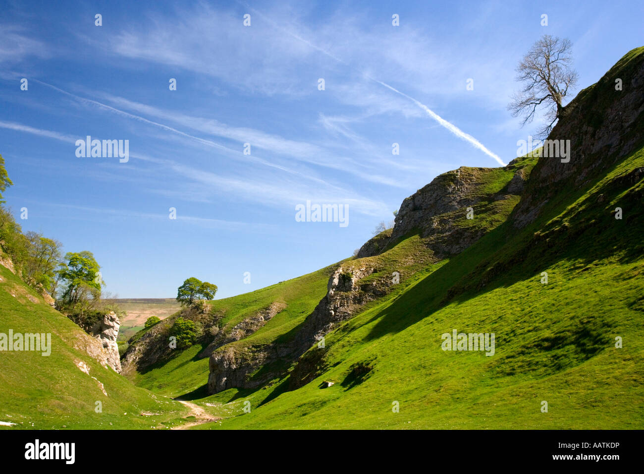 View of CaveDale a Ravine at Castleton in the Peak District in ...