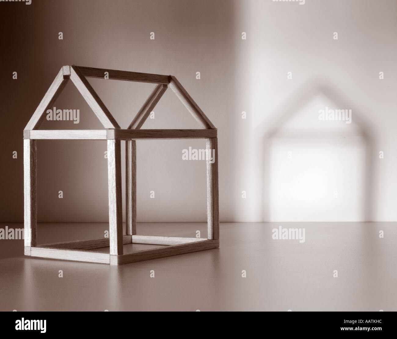 Miniature model house frame with shadows Stock Photo - Alamy