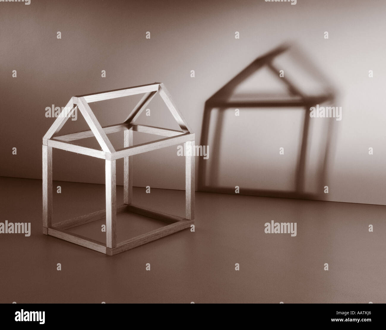 Miniature model house frame with shadows Stock Photo - Alamy