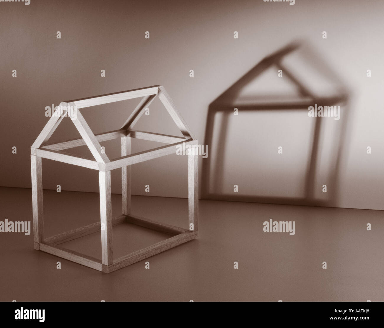Miniature model house frame with shadows Stock Photo - Alamy