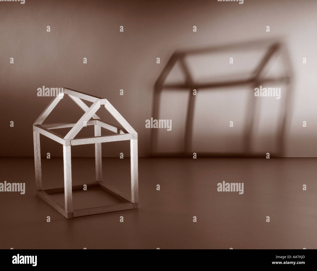 Miniature model house frame with shadows Stock Photo - Alamy