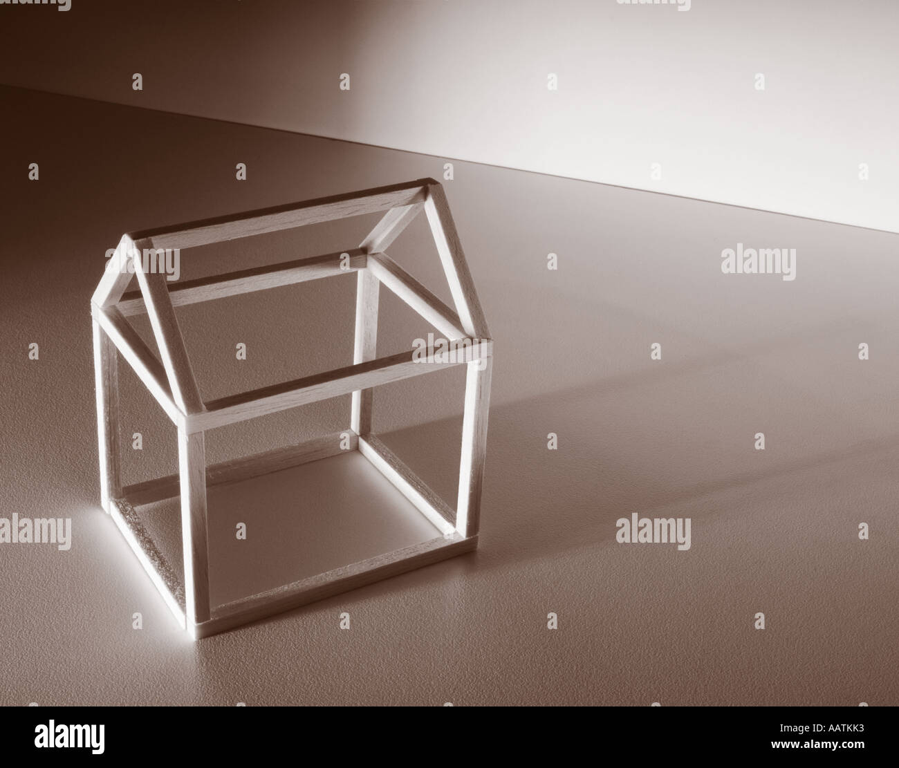 Miniature model house frame with shadows Stock Photo - Alamy