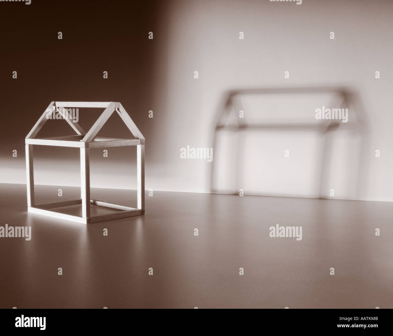 Miniature model house frame with shadows Stock Photo - Alamy