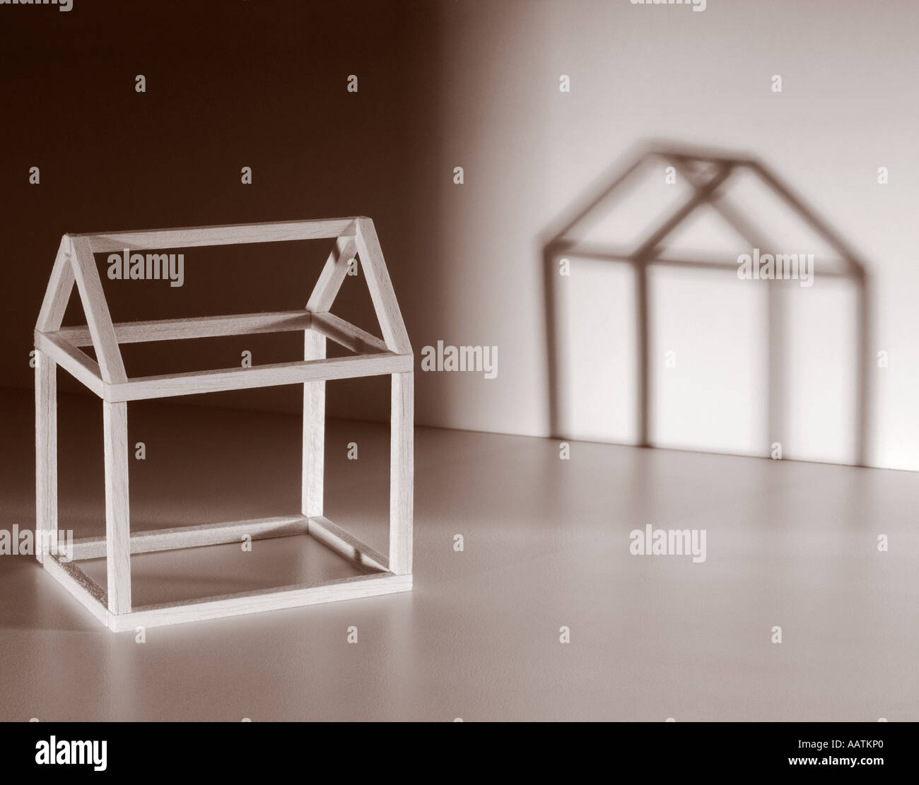 Miniature model house frame with shadows Stock Photo - Alamy