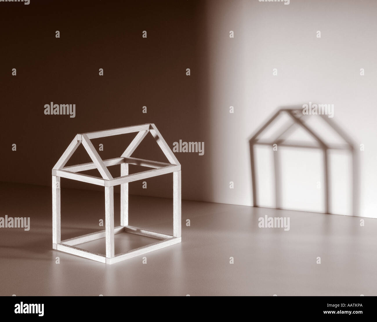 Miniature model house frame with shadows Stock Photo - Alamy