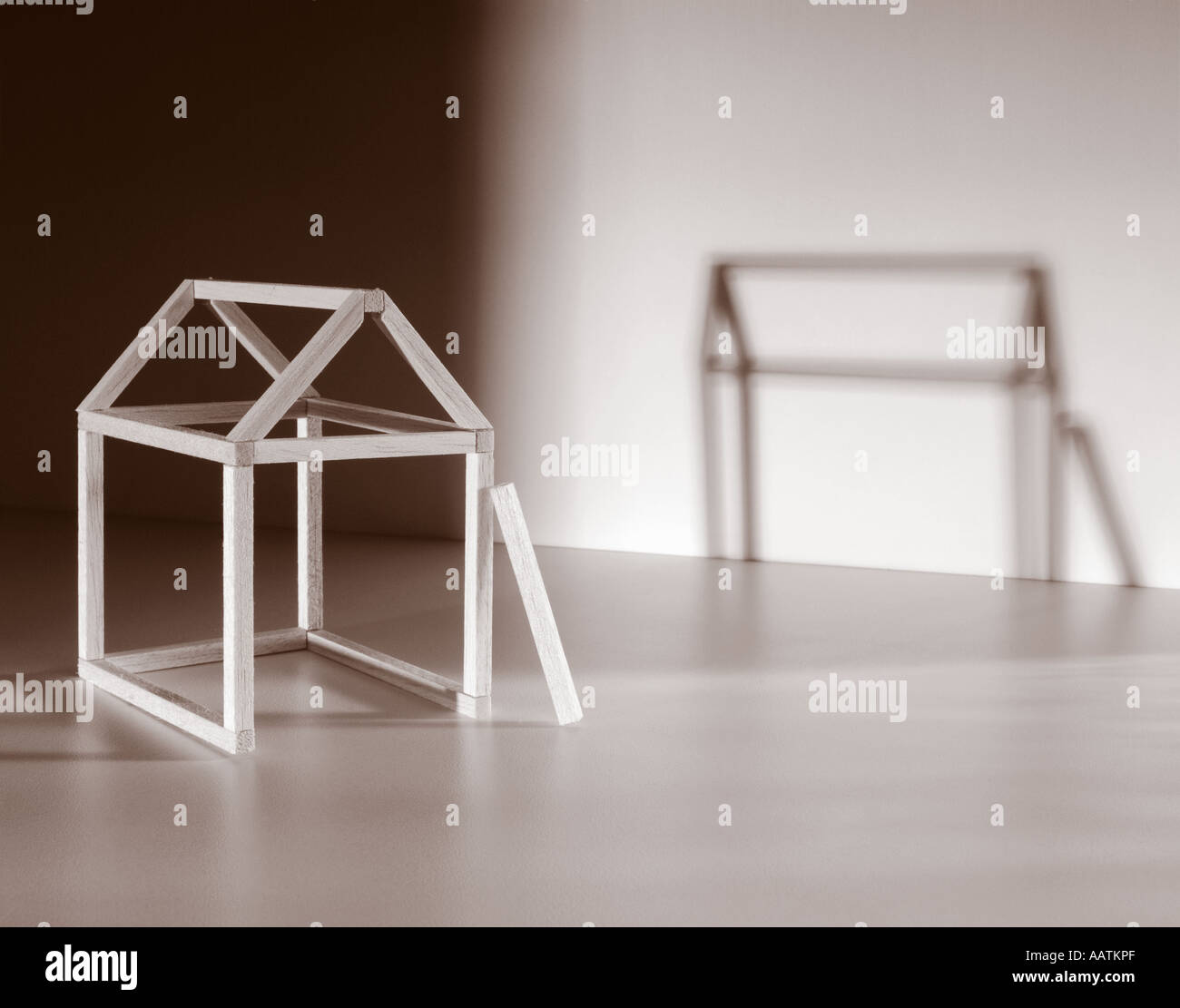 Miniature model house frame with shadows Stock Photo - Alamy