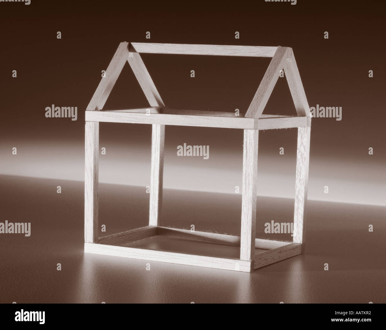 Miniature model house frame with shadows Stock Photo - Alamy