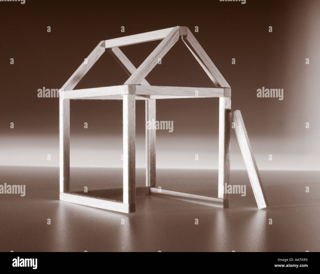 Miniature model house frame with shadows Stock Photo - Alamy