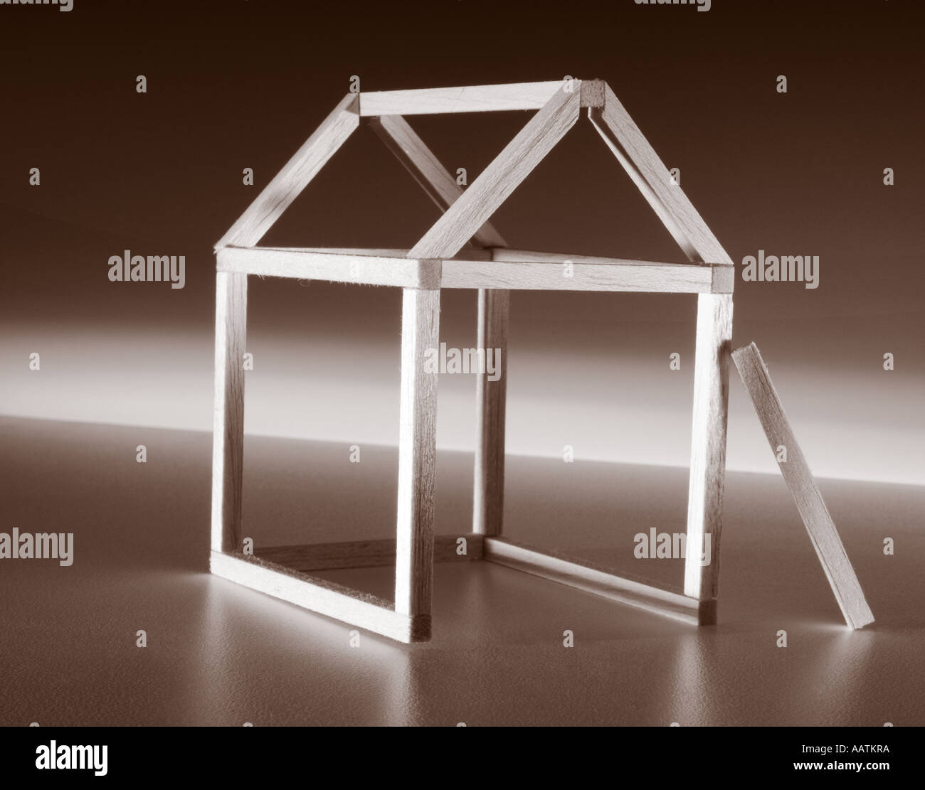 Miniature model house frame with shadows Stock Photo - Alamy