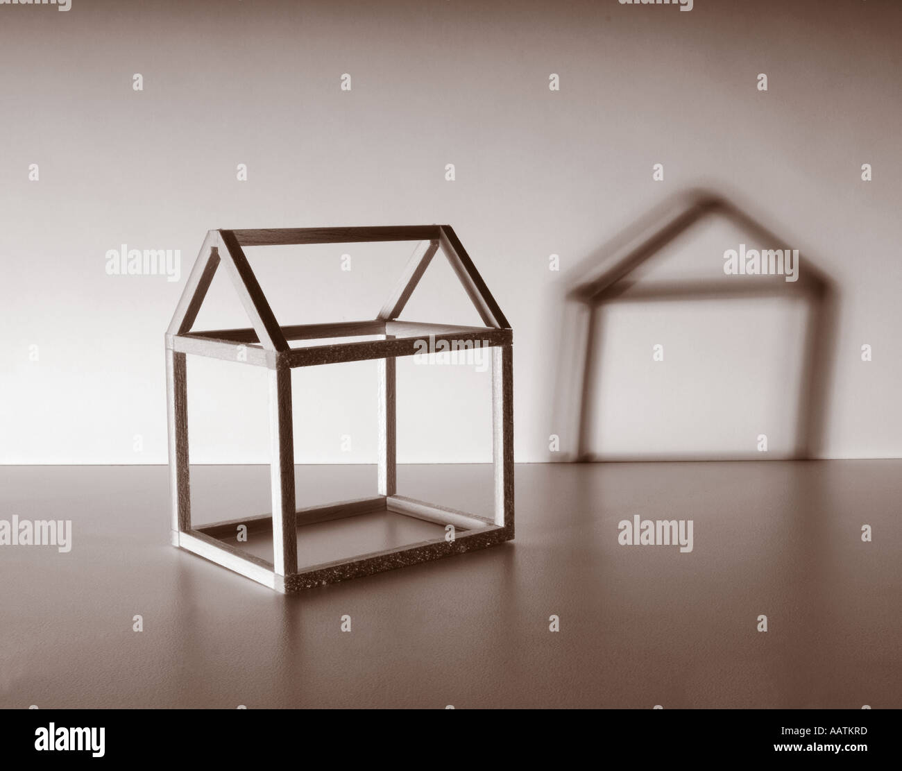 Miniature model house frame with shadows Stock Photo - Alamy