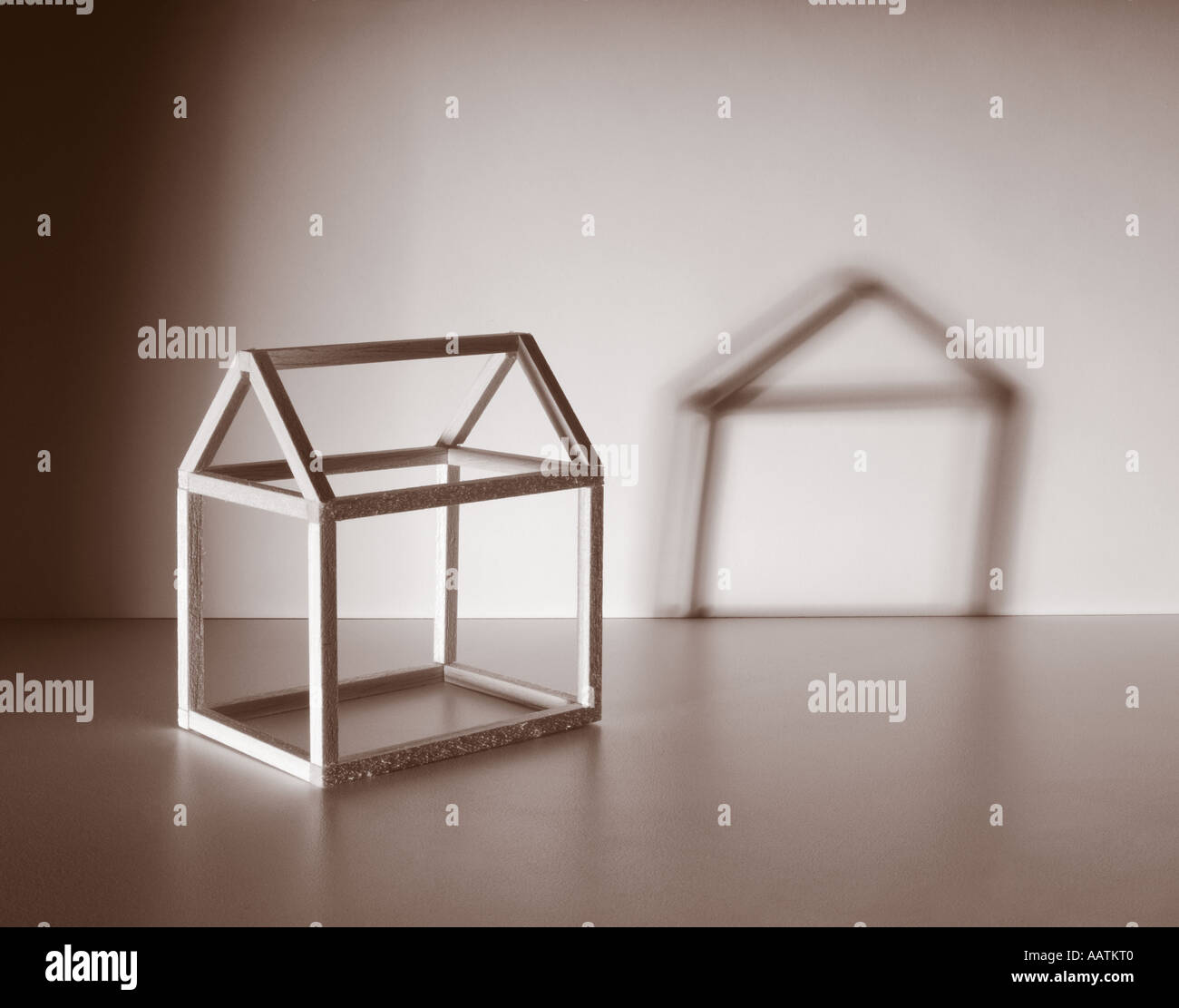 Miniature model house frame with shadows Stock Photo - Alamy