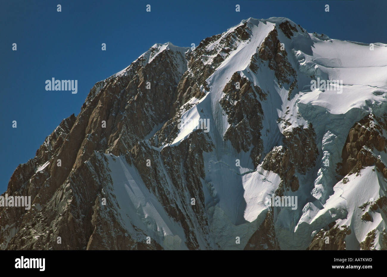 A telephoto view of the summit of Mont Blanc taken from Pointe ...