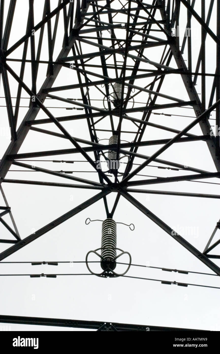 Electricity pylon from below Stock Photo - Alamy