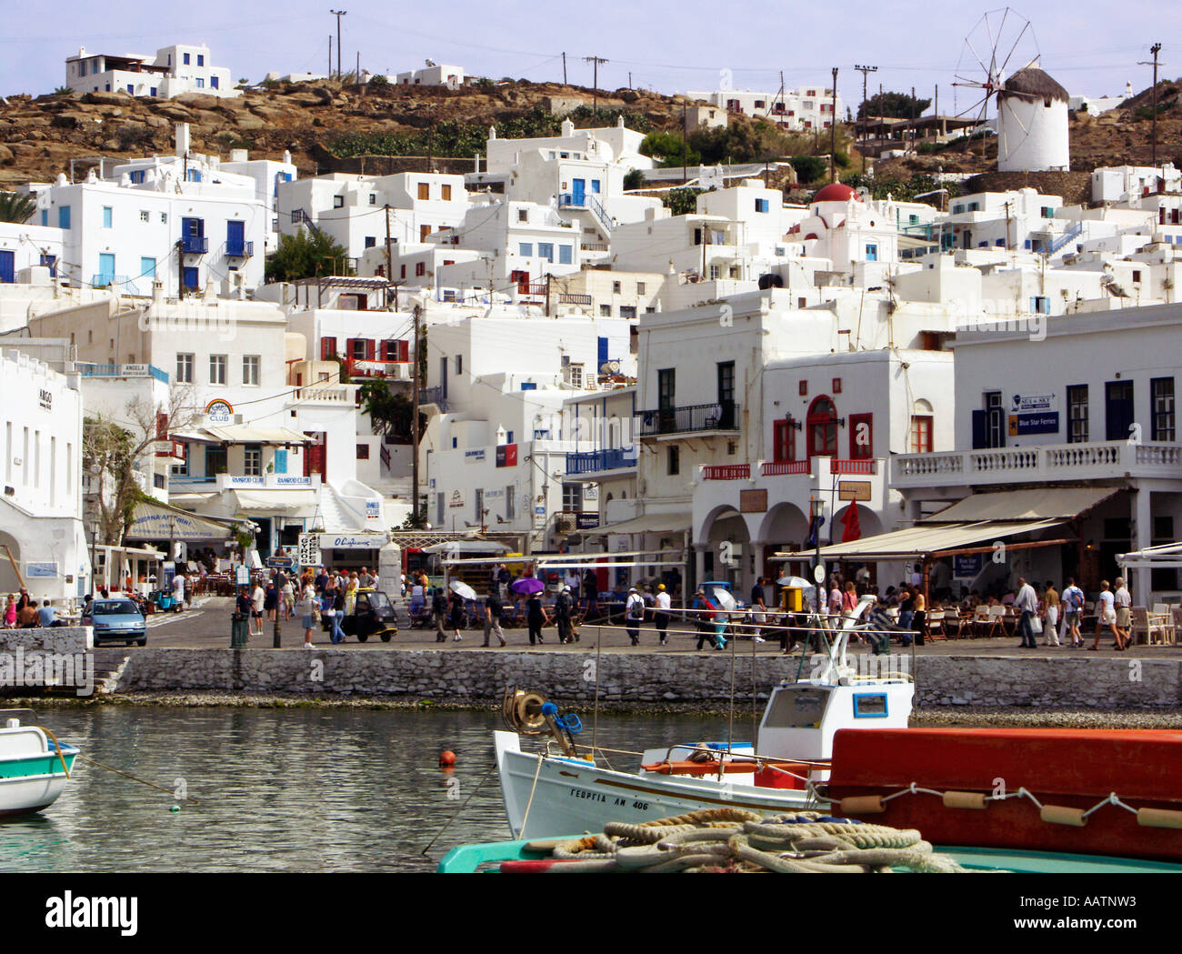 Mykonos Town harbour, Greece Stock Photo - Alamy