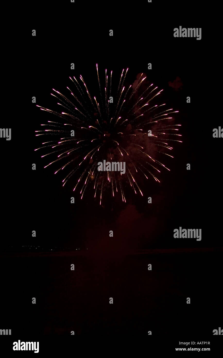 Single firework exploding in night sky Stock Photo - Alamy