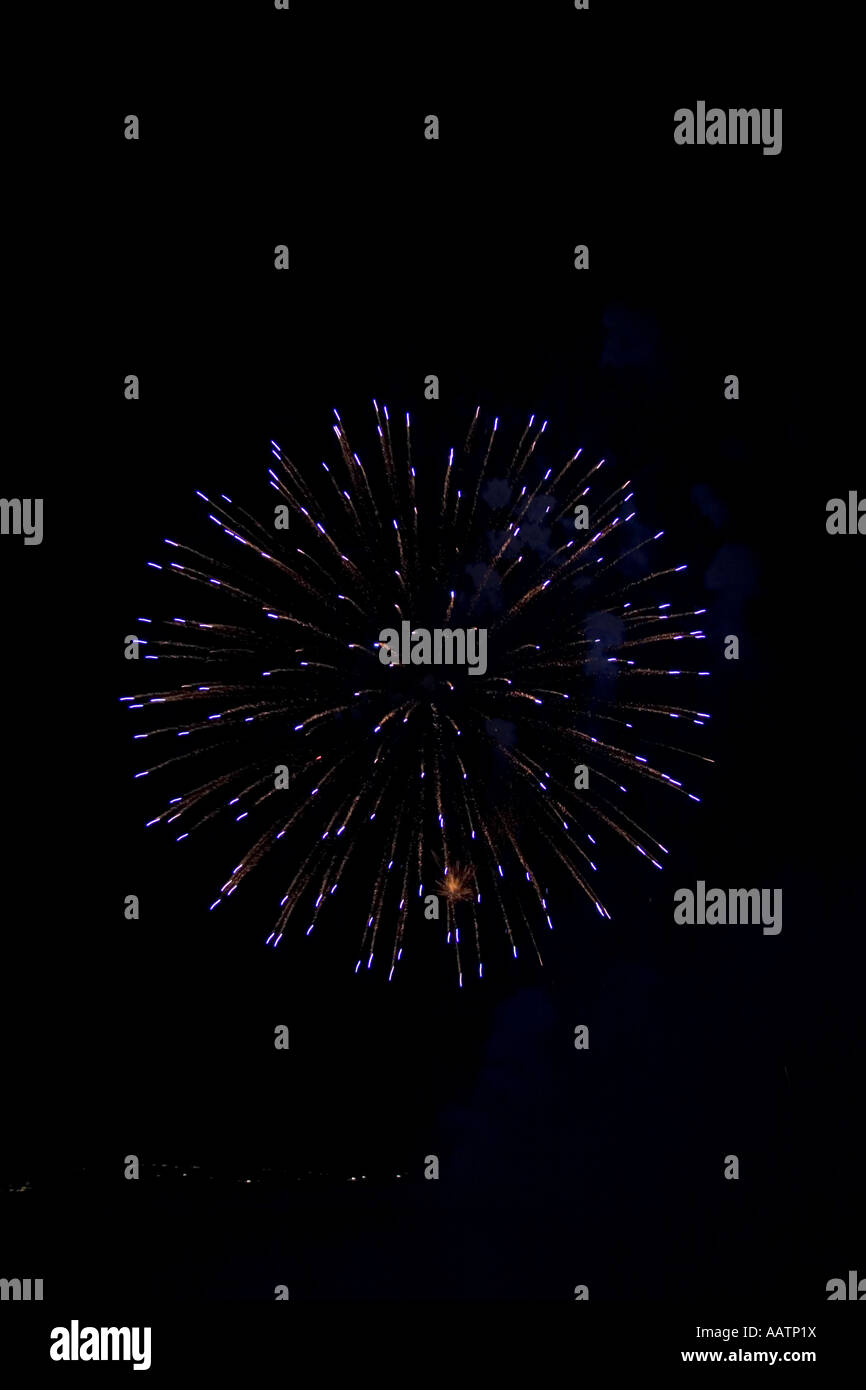 single firework exploding in night sky Stock Photo - Alamy